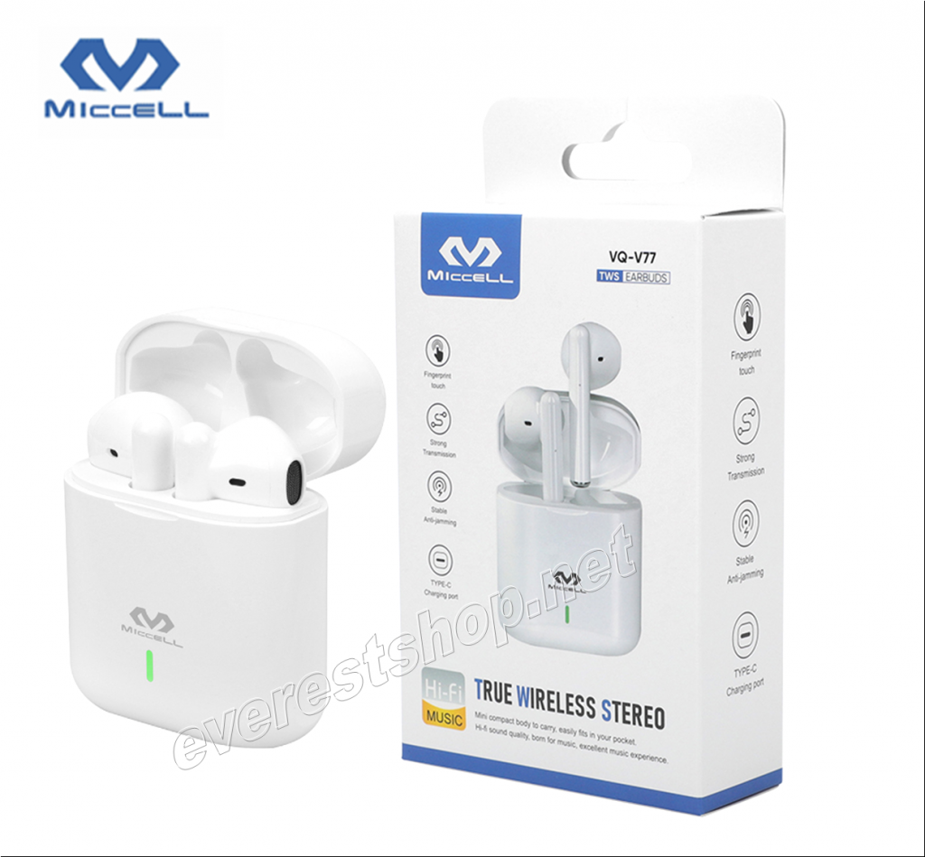 Miccell VQ-BH59 Wireless Stereo Earphone White Color - Everest