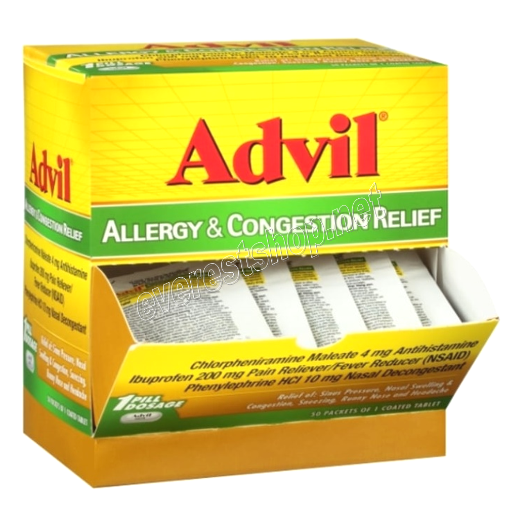 Advil Allergy & Congestion Relief 2 ct Pack x 50 Packs – Everest