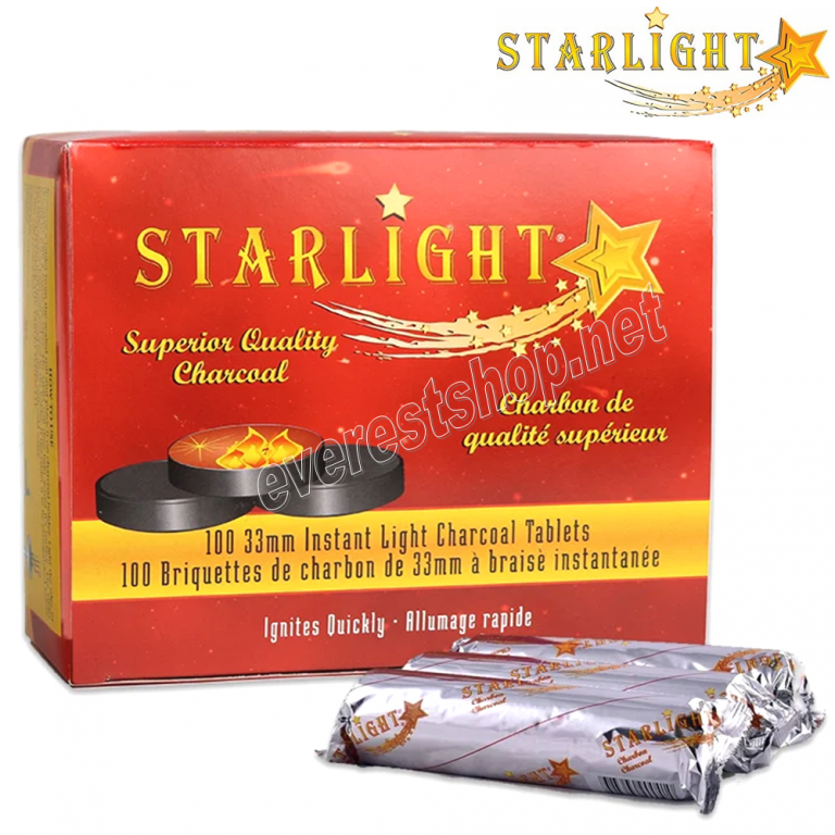 Starlight Hookah Charcoal Tablets 33 mm * 10 pcs Pack x 10 Packs - Everest